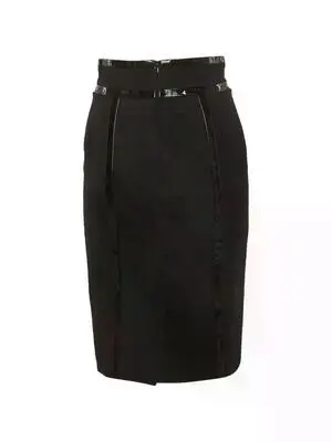 Escada Leather Panel Midi Pencil Skirt