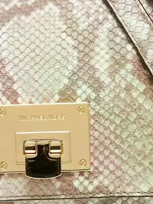 Michael Kors Vivianne Python-embossed Shoulder Bag - White