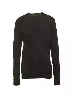 Hugo Boss Basket-knit Crew-neck Sweater - Black