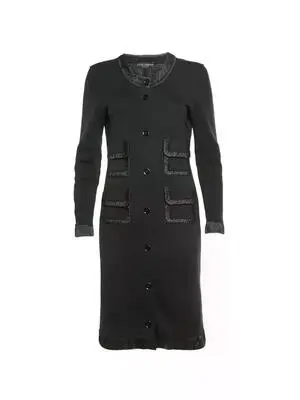 Dolce & Gabbana Long Sleeve Button-up Midi Dress With Ruffle Trim