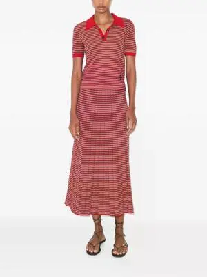 Tory Burch Striped Viscose Polo Shirt