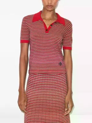 Tory Burch Striped Viscose Polo Shirt