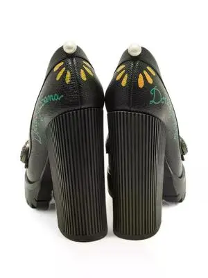 Dolce & Gabbana Leather Embellished Heart Patch Platform Pumps