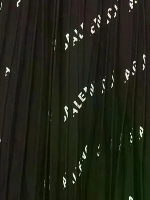 Balenciaga Logo Print Pleated Midi Skirt
