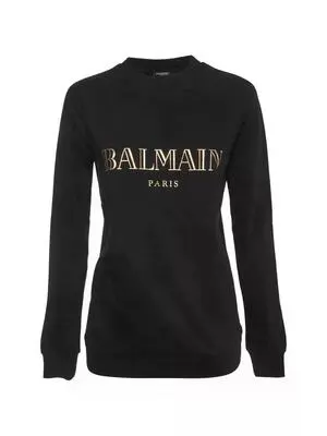 Balmain Logo Print Cotton Sweatshirt