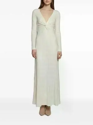 Missoni Crochet Knit Twisted Neckline Maxi Dress - Neutrals