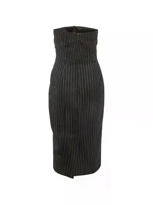 Dolce & Gabbana Pinstripe Strapless Midi Dress - Black