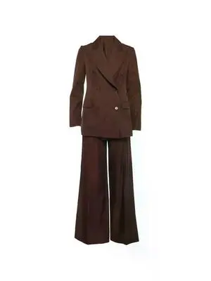 JOSEPH Double-breasted Silk Suit - Brown