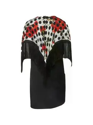 Dolce & Gabbana Floral Print Polka-dot Fringed Mini Dress