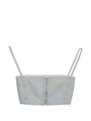 Alaïa Light Denim Bustier Top - Blue