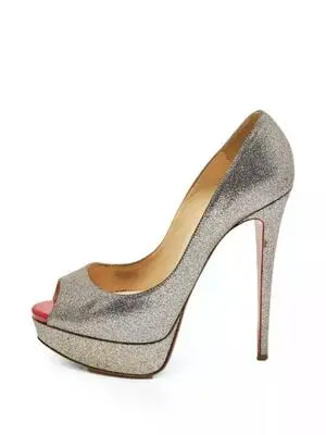 CHRISTIAN LOUBOUTIN Lady Peep Heeled Pumps - Silver