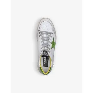 GOLDEN GOOSE Ballstar Metallic Distressed Leather Low-top Trainers - White/comb