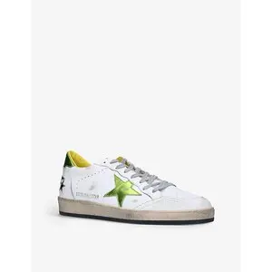 GOLDEN GOOSE Ballstar Metallic Distressed Leather Low-top Trainers - White/comb