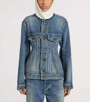 Balenciaga Collarless Japanese Denim Jacket