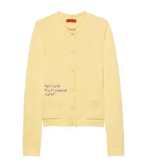 Max & Co. Embroidered Cotton Cardigan - Yellow