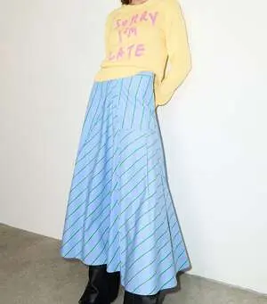 Max & Co. Striped Asymmetric Midi Skirt