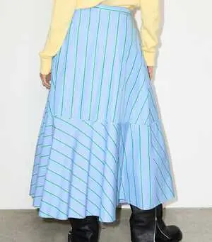 Max & Co. Striped Asymmetric Midi Skirt