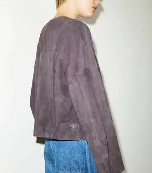 Max & Co. Suede Collarless Jacket - Brown