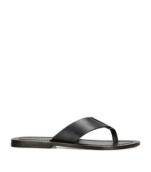 THE ROW Dan Leather Flip Flops - Black
