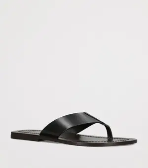 THE ROW Dan Leather Flip Flops - Black