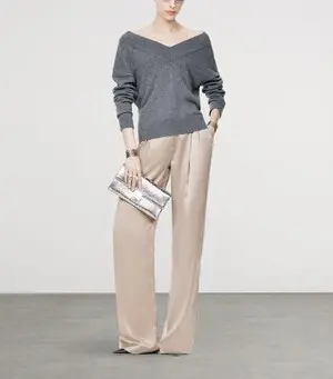 TOM FORD Stretch-cashmere V-neck Off-the-shoulder Sweater