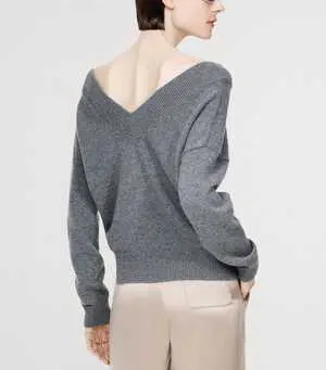 TOM FORD Stretch-cashmere V-neck Off-the-shoulder Sweater