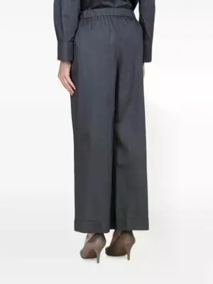 Max Mara Cotton Wide Leg Cropped Trousers - Grey