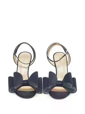Mach & Mach Satin Bow Embellished High Heel Sandals
