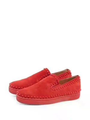 CHRISTIAN LOUBOUTIN Suede Spike Embellished Slip-on Sneakers