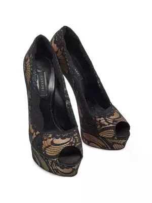 Casadei Lace Platform Peep-toe Stiletto Heels