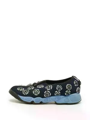 Dior Christian Dior Fusion Crystal-Embellished Mesh Sneakers Blue