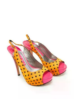 GINA Polka-dot Satin Heeled Sandals