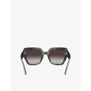 Dolce & Gabbana Dg4538 Square Frame Acetate Sunglasses With Lace Pattern - Grey