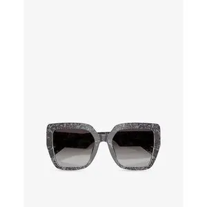 Dolce & Gabbana Dg4538 Square Frame Acetate Sunglasses With Lace Pattern - Grey