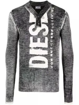 DIESEL® K-atullus Long-sleeved Ribbed T-shirt - Grey