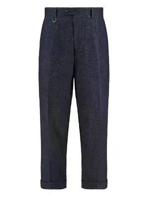 PAOLO PECORA Navy Pleated Trousers