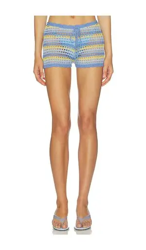 MORE TO COME Crochet Knit Drawstring Shorts - Blue