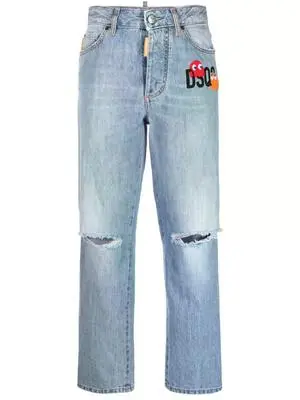 Dsquared2 Cropped Straight Leg Jeans