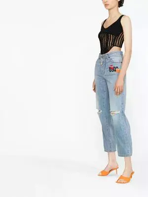 Dsquared2 Cropped Straight Leg Jeans