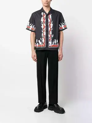 Neil Barrett Thunderbolt-print Cotton Bowling Shirt