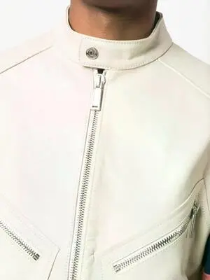 Dsquared2 Logo-patch Leather Biker Jacket