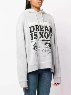 Dsquared2 Logo Print Drawstring Hoodie - Grey