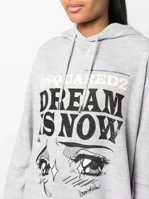 Dsquared2 Logo Print Drawstring Hoodie - Grey
