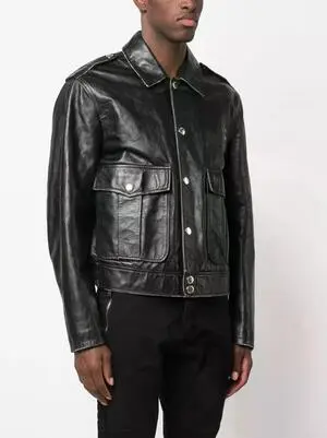 Dsquared2 Button-fastening Leather Bomber Jacket