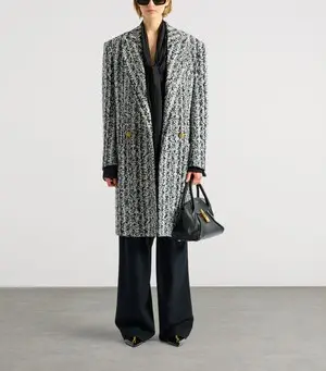 Balmain Double-breasted Tweed Overcoat