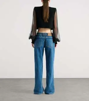 Balmain Tweed And Muslin Cropped Blouse