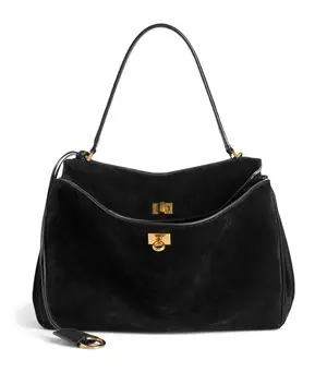 Balenciaga Medium Suede Rodeo Shoulder Bag - Black