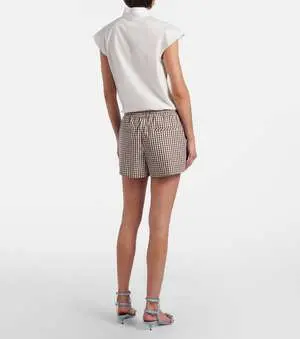 Valentino Garavani Gingham Cotton Poplin Shorts - Brown