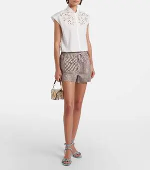 Valentino Garavani Gingham Cotton Poplin Shorts - Brown