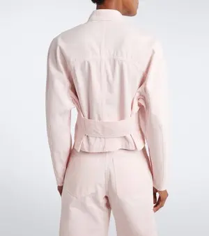 Alaïa Zip Up Denim Jacket With Back Waist Tab - Pink